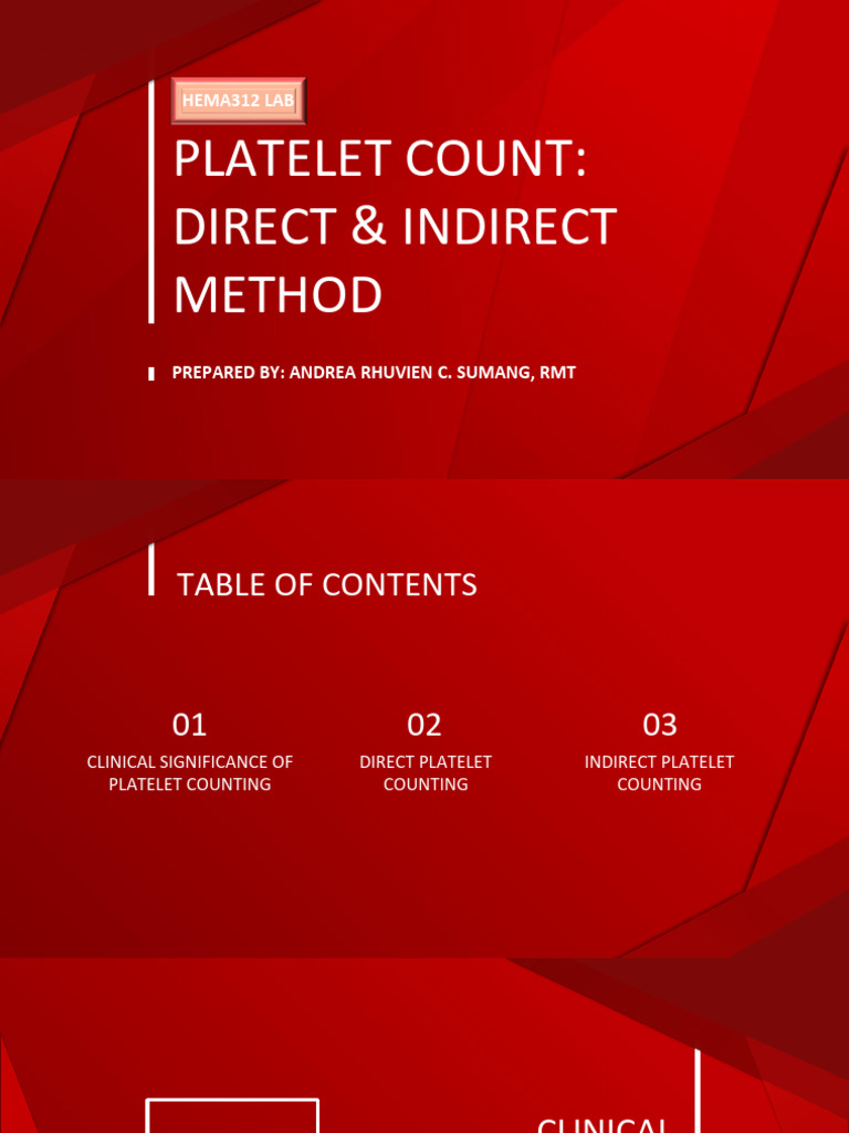 Platelet Count Direct and Indirect | PDF