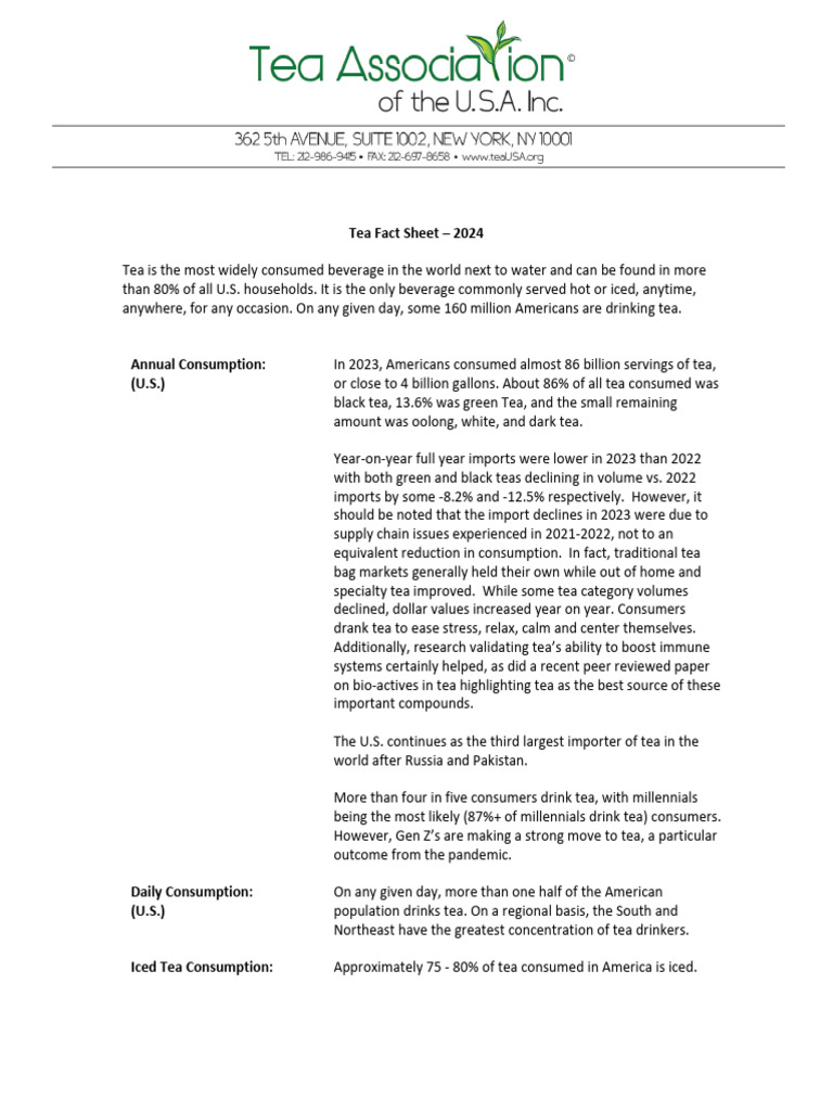 Tea_Association_Fact_Sheet_2024 | PDF