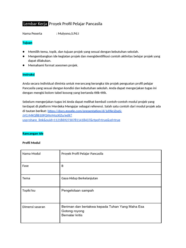 Lembar Kerja P5 (1) (2) | PDF