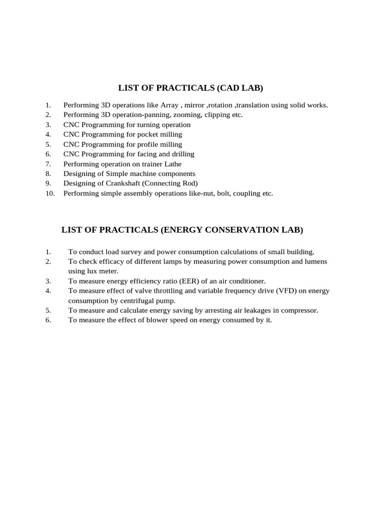 List of Experiments | PDF