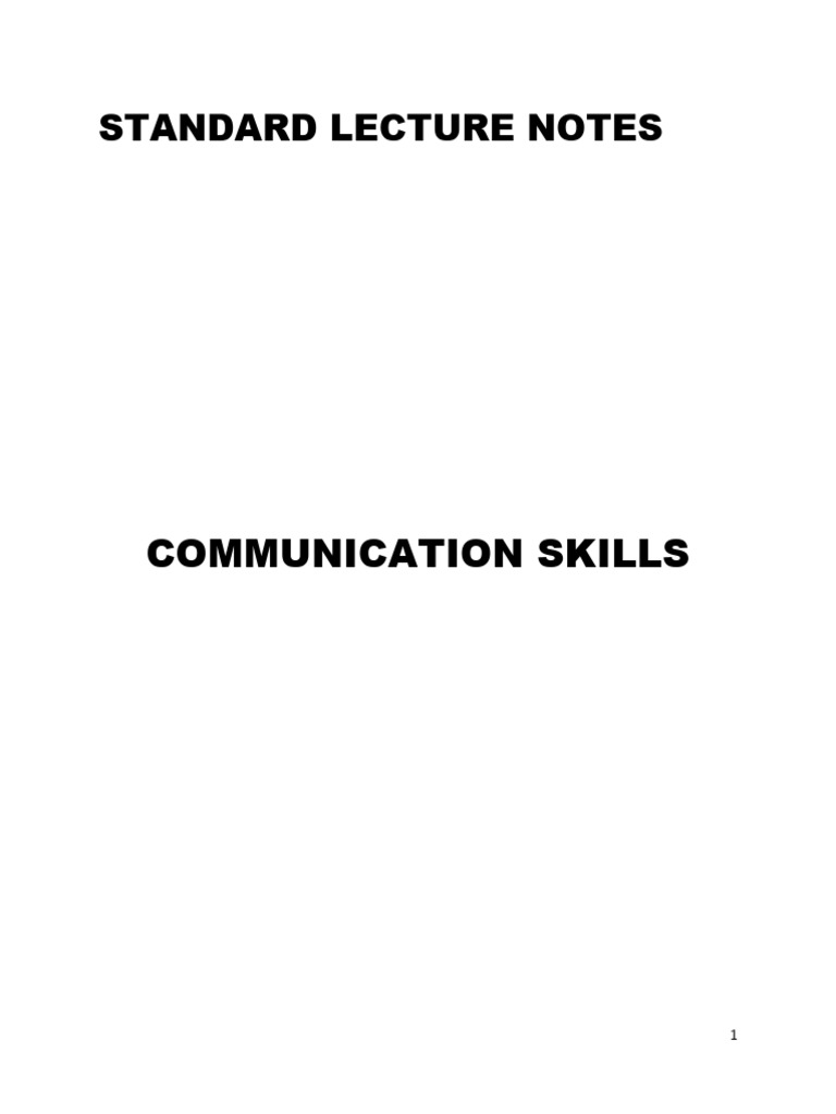 Communication Skills Notes-1 | PDF