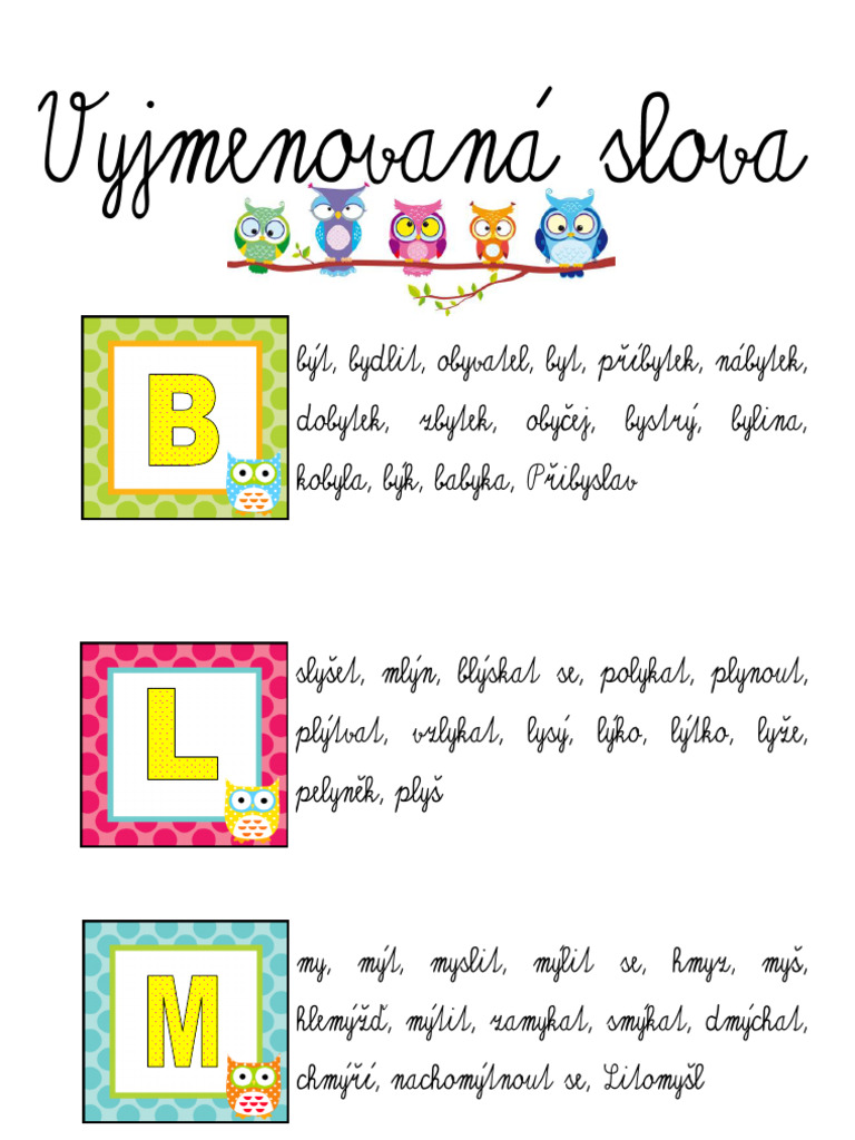 Vyjmenovaná Slova SOVY | PDF
