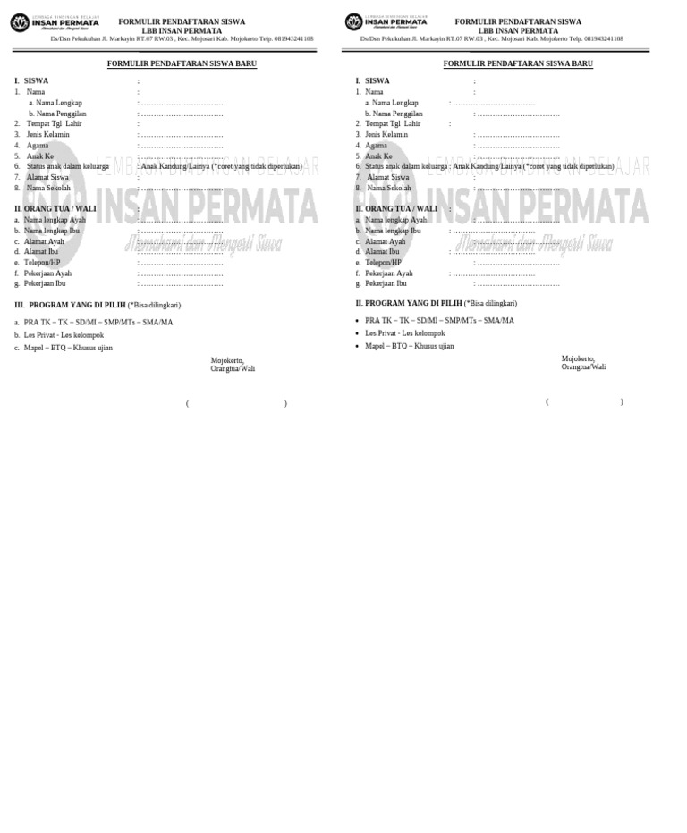 Formulir LBB | PDF