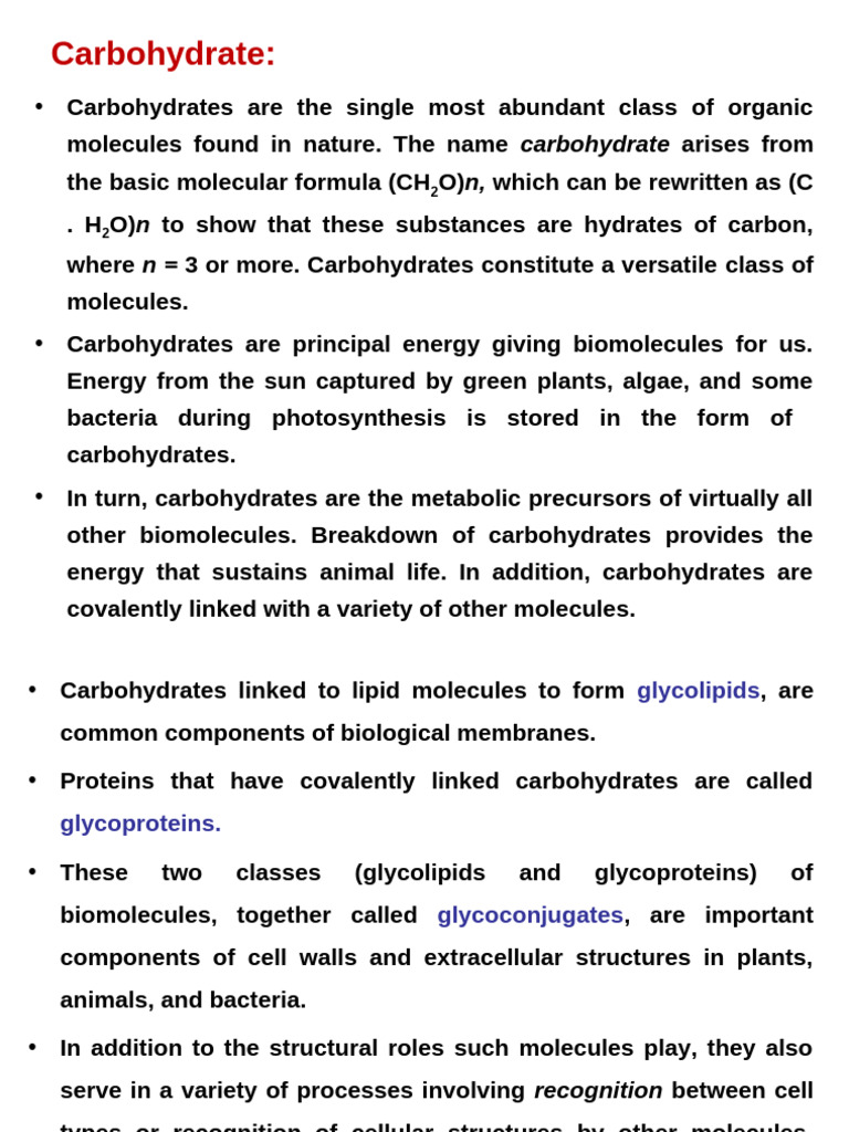 Phr 213 Biochemistry And Cell Biology 3 Carbohydrate Pdf