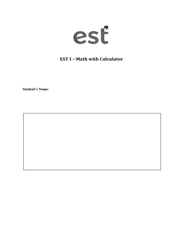 EST I Math Calc May 2023 Round | PDF