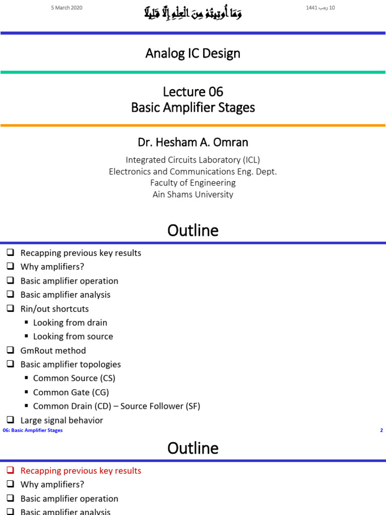 Aic Lec 06 Basic Amplifiers v01 | PDF