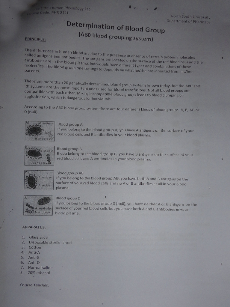 (Determination of Blood Group) | PDF