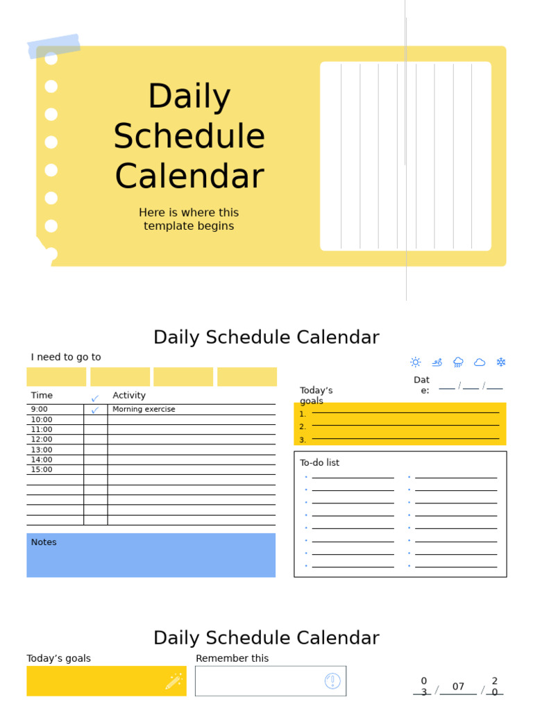 Daily Schedule Calendar by Slidesgo | PDF