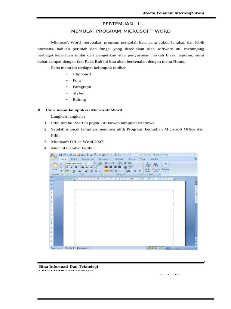 Panduan Microsoft Word 2007 | PDF