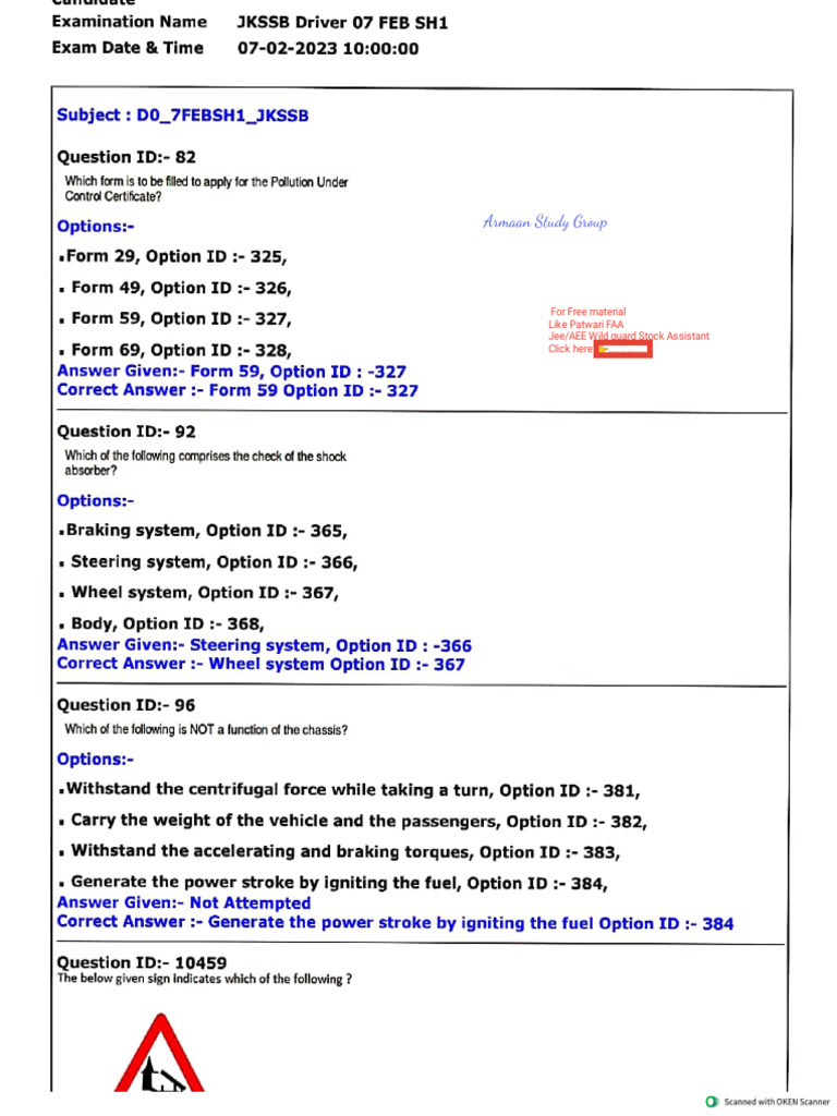 Driver Exam Paper | PDF