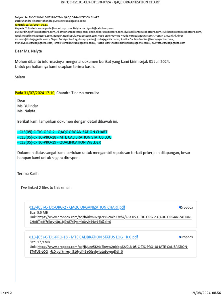 TJC-C2101-CL3-DT198-0724 - Qaqc Organization Chart | PDF