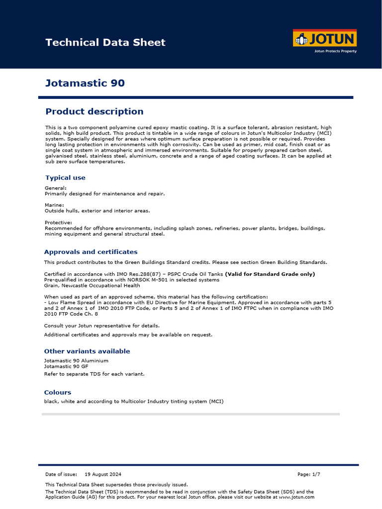 TDS Jotamastic 90 Issued 19.08.2024 | PDF
