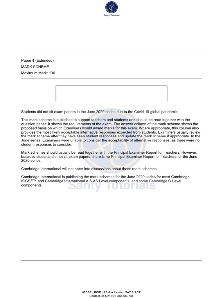 0580 P4 Math Test MS1 | PDF