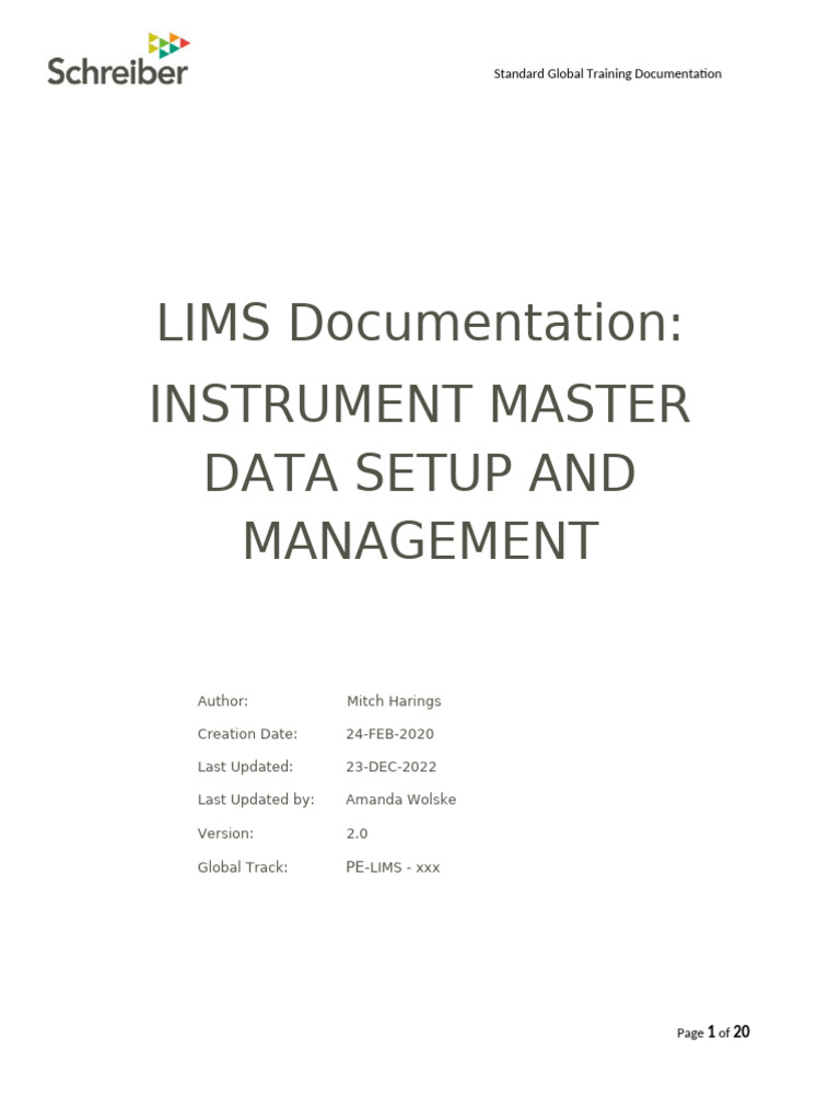LIMS Instrument Master Data Setup and Management | PDF