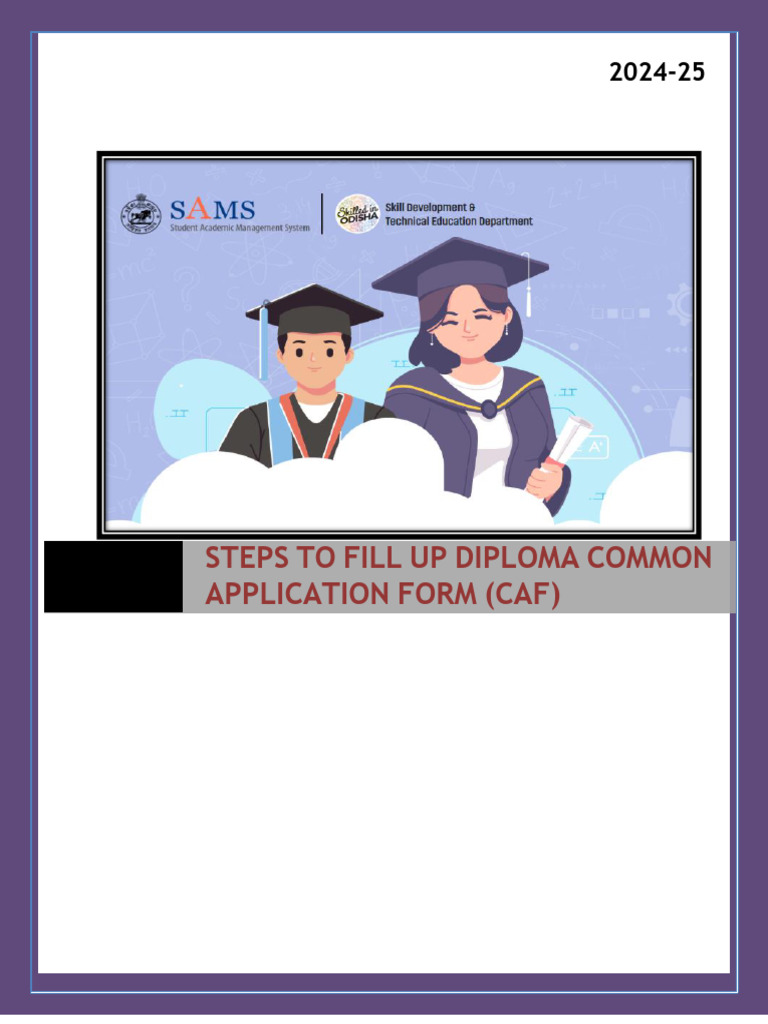 Steps TO Fill UP Diploma Common Application Form (CAF) : 0 - Page | PDF