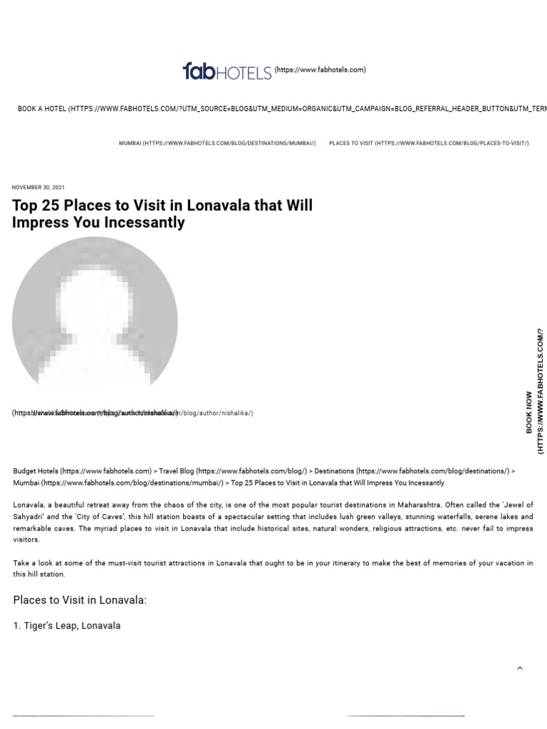 25 Best Places To Visit in Lonavala (2022) Tourist Places in Lonavala | PDF