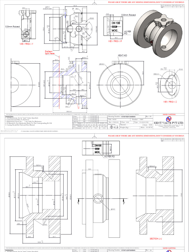 Sand Casting Drawings for Valves | PDF | Mechanical Engineering