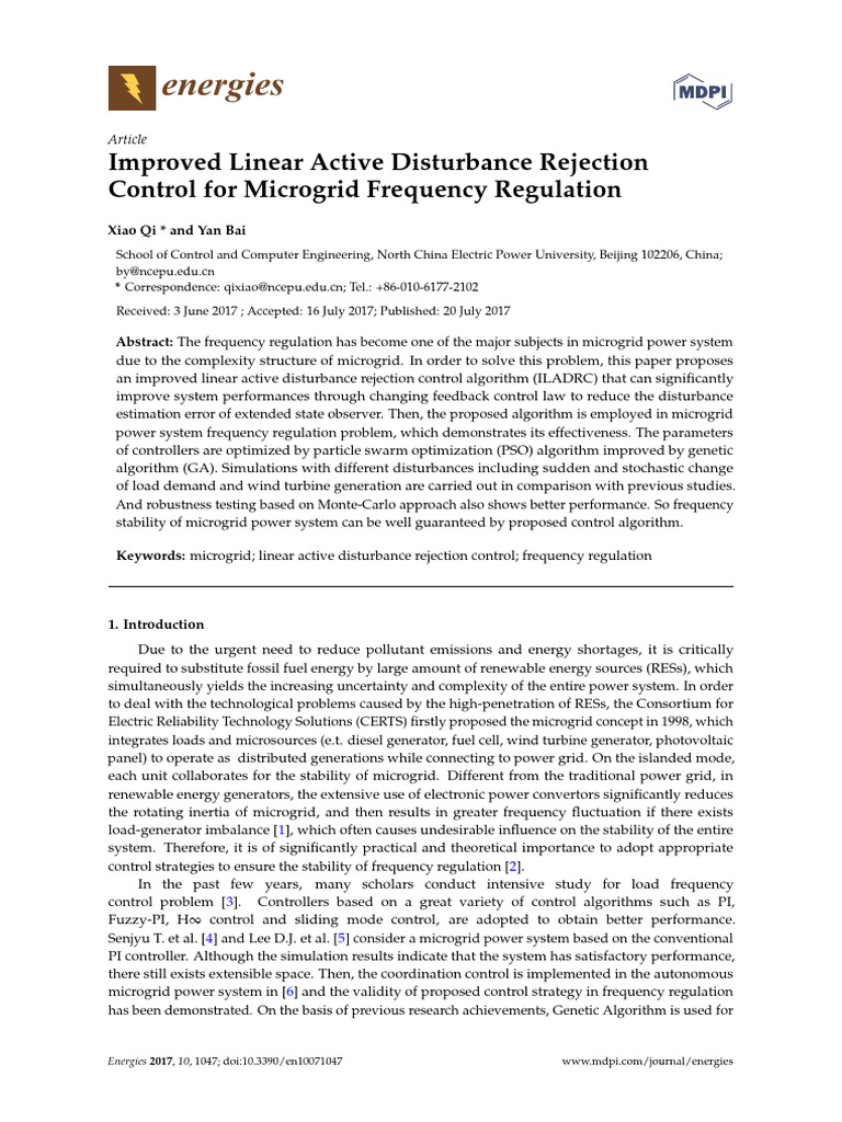 Improved Linear Active Disturbance Rejection Control For Microgrid ... Improved Linear Active Disturbance Rejection Control For Microgrid ...