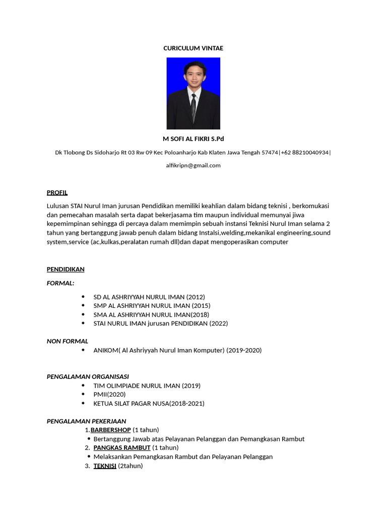 CV M SOFI AL FIKRI | PDF