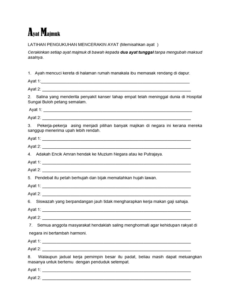 Latihan Cerakin Ayat | PDF