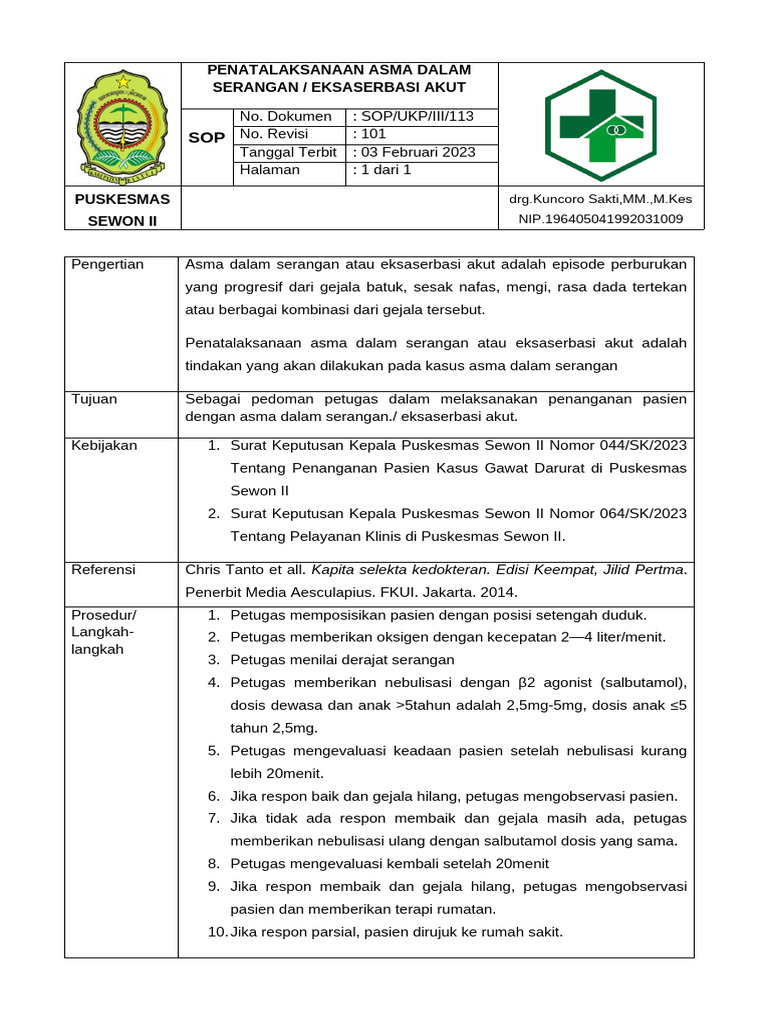 SOP Asma Serangan Rev | PDF