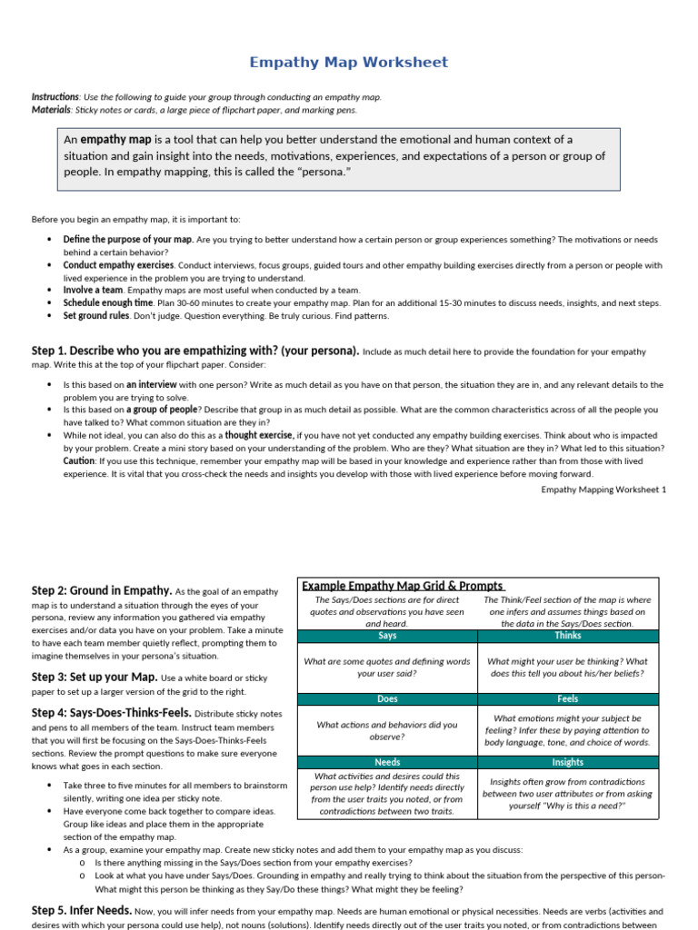 5 Empathy Map Worksheet | PDF