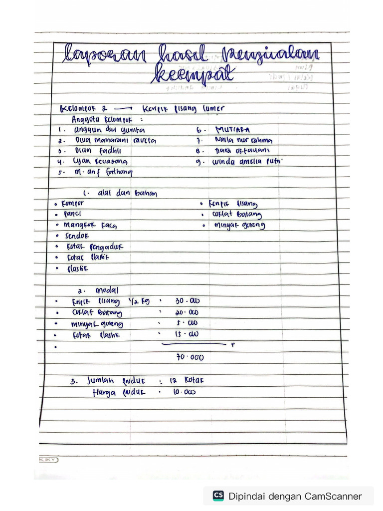 Laporan Keuangan Penjualan Keempat Kel. | PDF