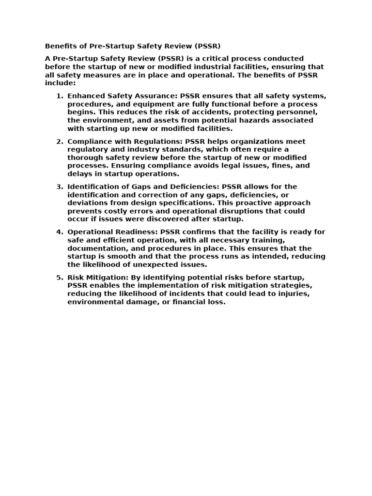 Benefits of PSSR | PDF