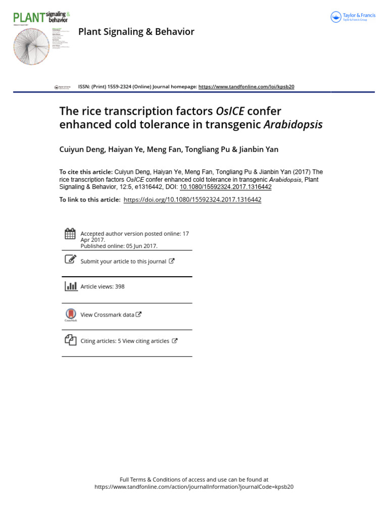 Enhanced Cold Tolerance | PDF