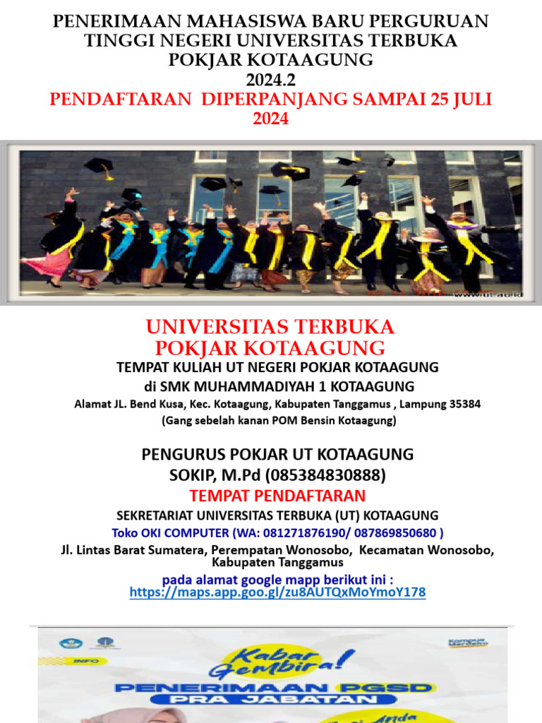 1a. BROSUR, SAYARAT DAN FORMULIR UT KOTAAGUNG 2024.2 | PDF