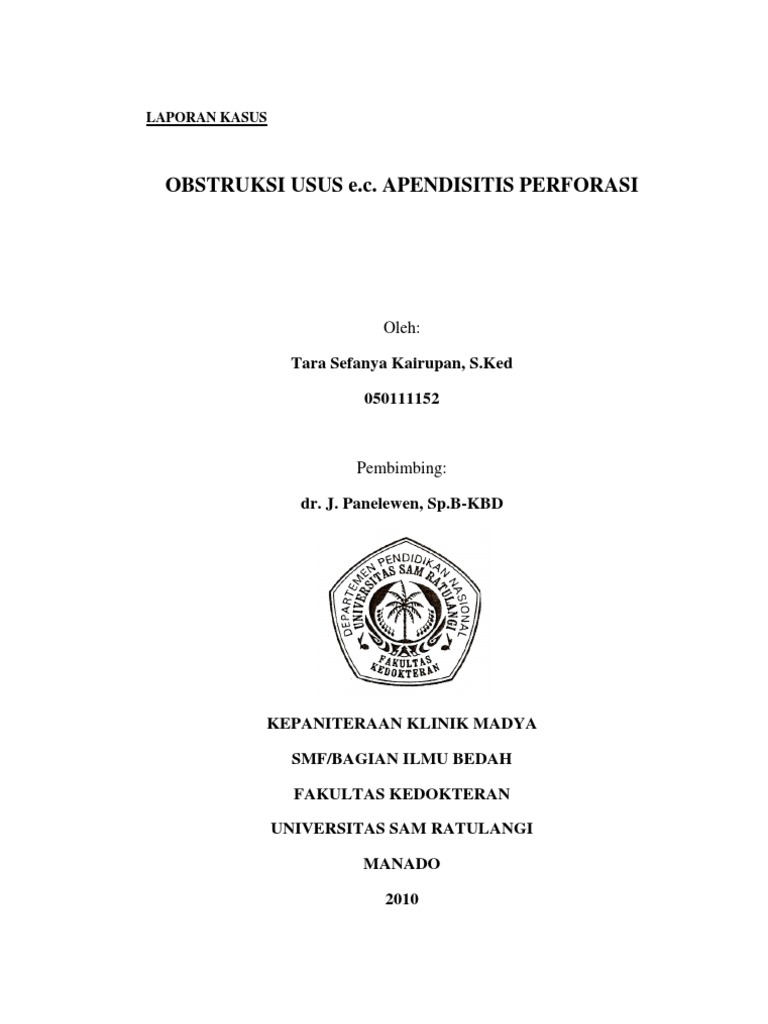 Lapkas Obstruksi Usus Ec Apendisitis Perforasi | PDF