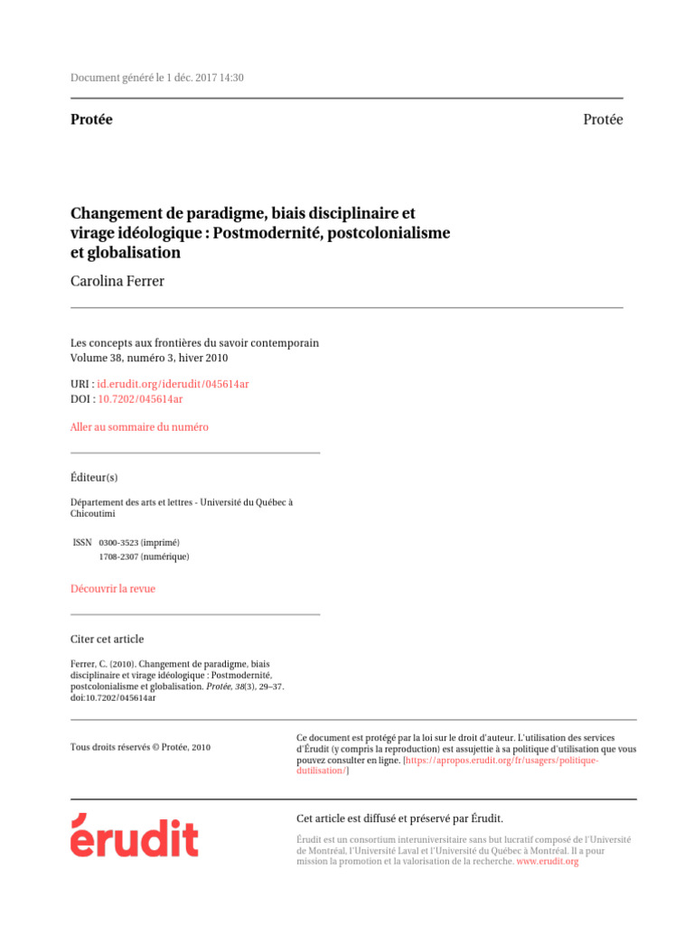 Postmodernité, Postcolonialisme Et Globalisation | PDF