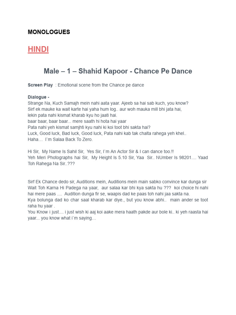 Monologues | PDF
