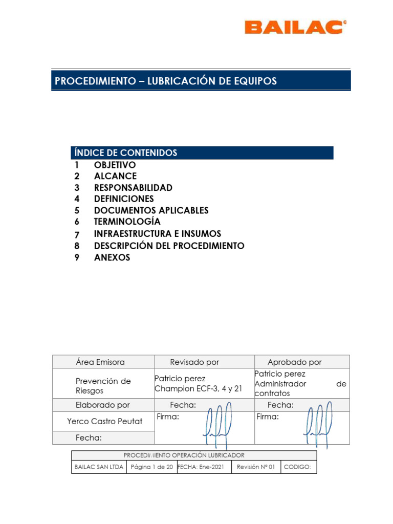P-B-KCH-02 PROCEDIMIENTO LUBRICACIÓN (Rev 02 - 2021) | PDF