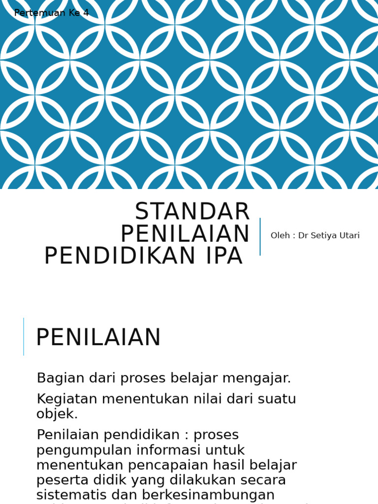 Pertemuan 1a Standar Penilaian Pendidikan IPA | PDF