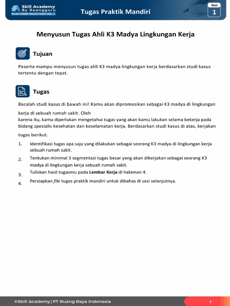 TPM 1 Tugas Ahli k3 Madya - (Suwatin) | PDF