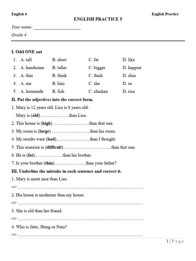 English Practice 5 | PDF