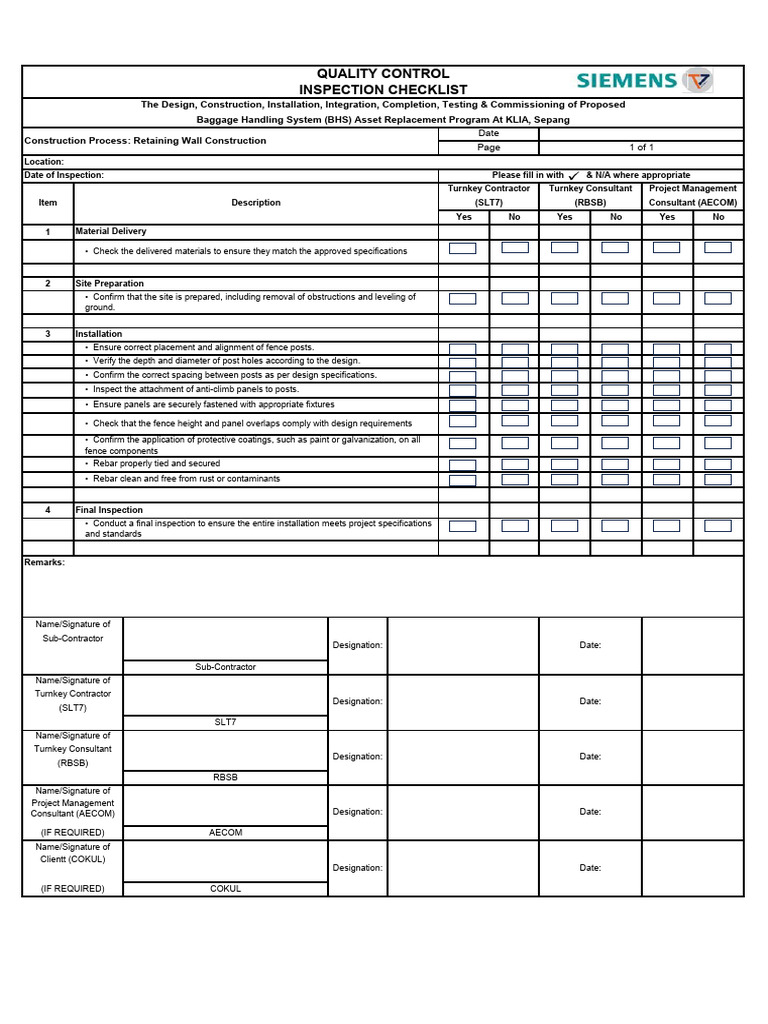 @QC Inspection Checklist - Anti-Climb Fence | PDF
