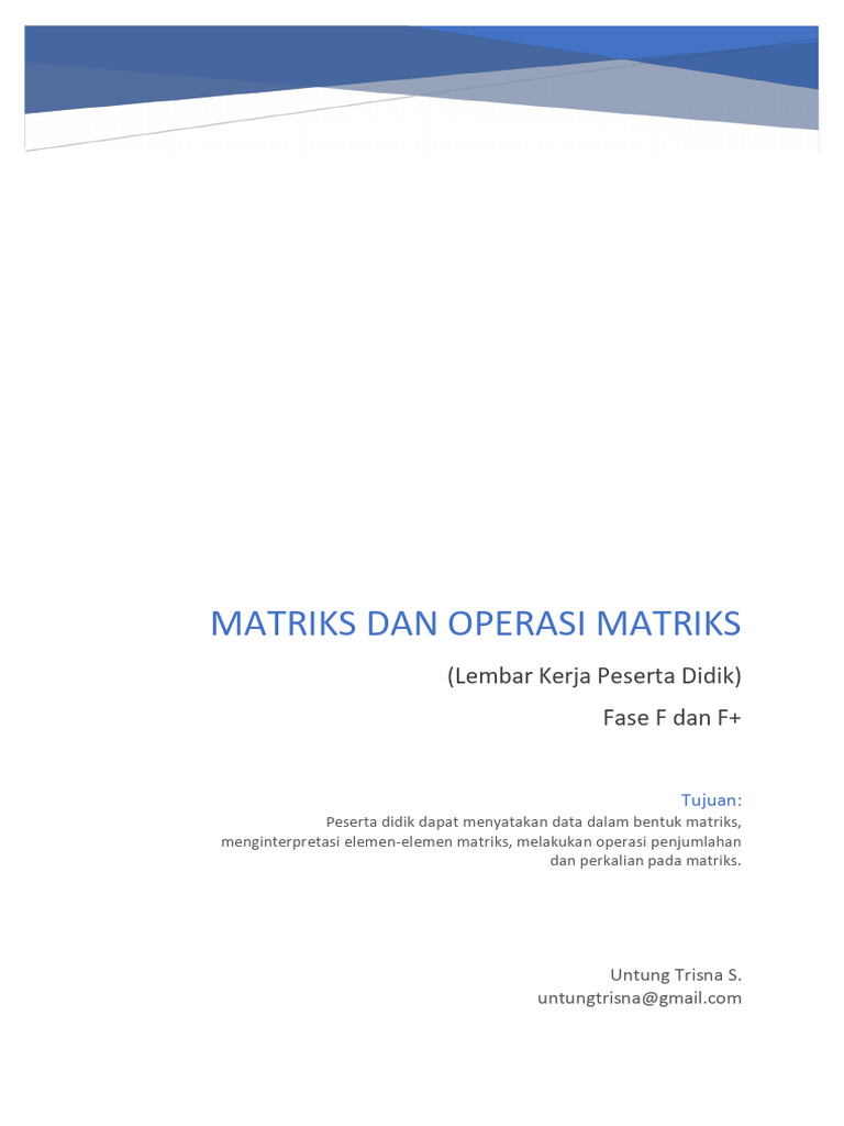 LKPD Matriks Dan Operasi Matriks 1 | PDF