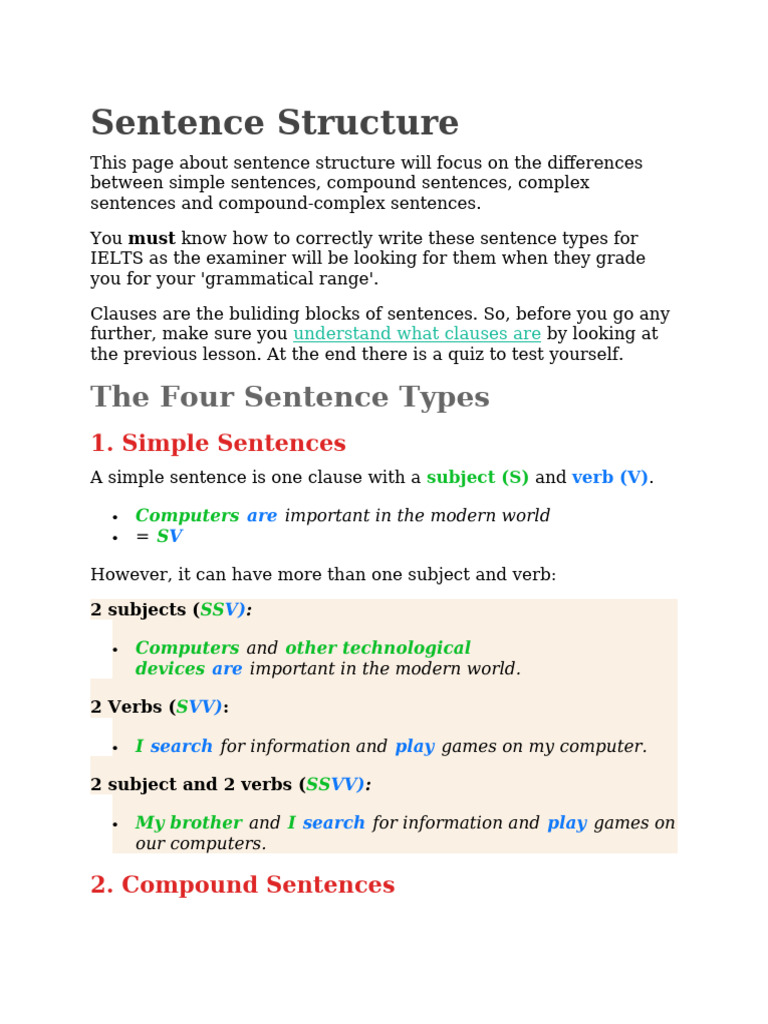 Sentence Structure | PDF