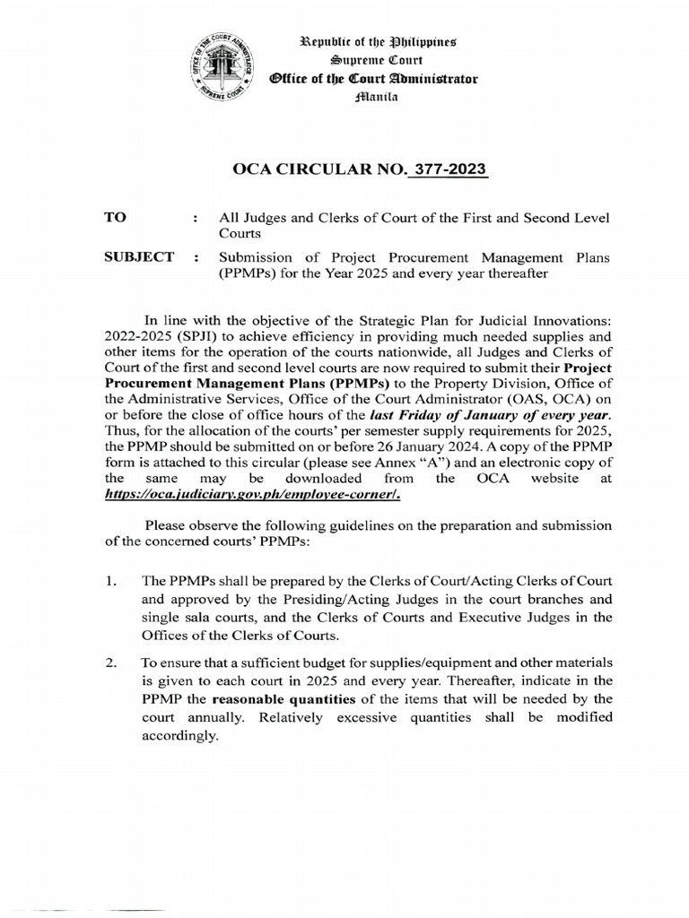 OCA Circular No. 377-2023 | PDF