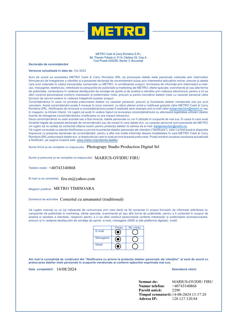 Declaratie de Consimtamant | PDF