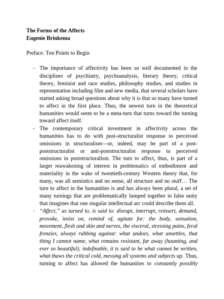 The Forms of The Affects Notes | PDF