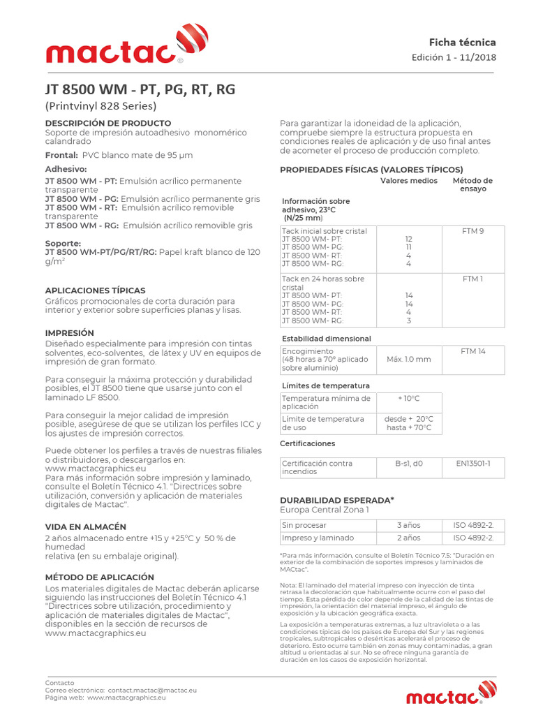 TD Mactac Digital JT 8500 WM-PT PG RT RG Es 0 | PDF | Tecnología e ...
