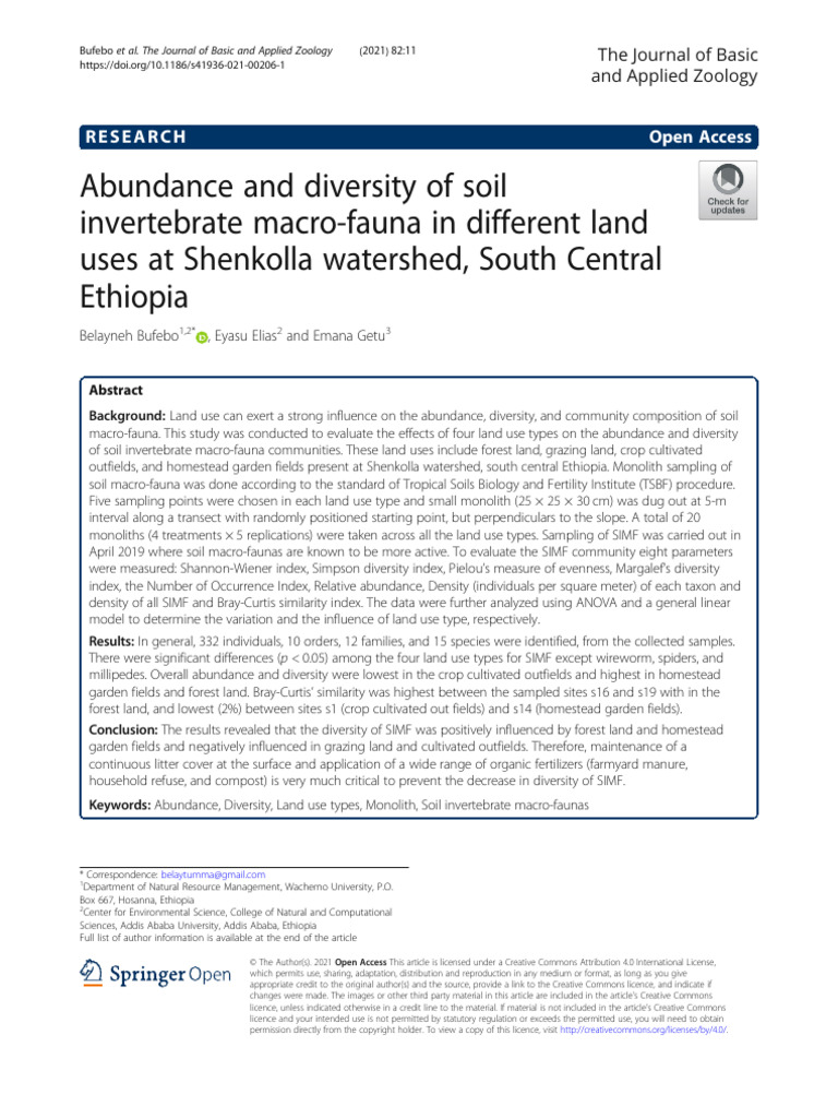 Abundance and Diversity of Soil Invertebrate Macro-Fauna in Different ...