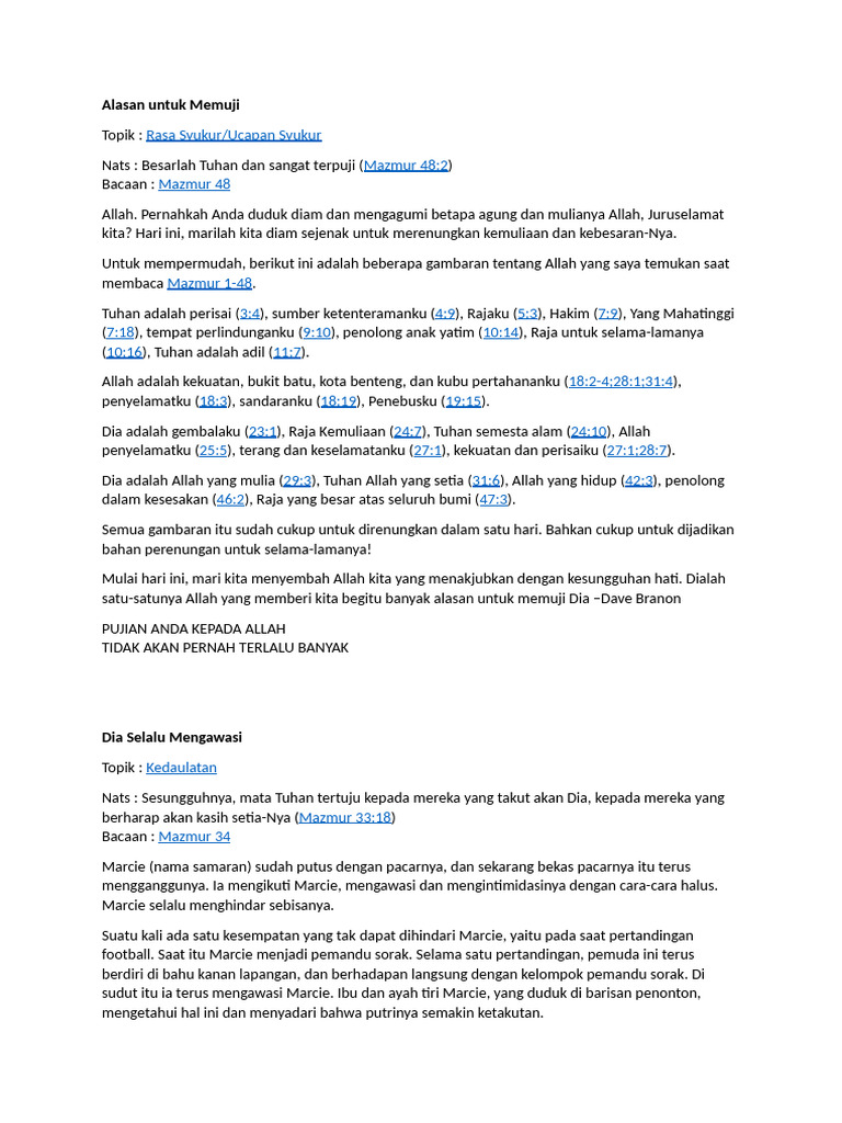 Alasan Untuk Memuji | PDF