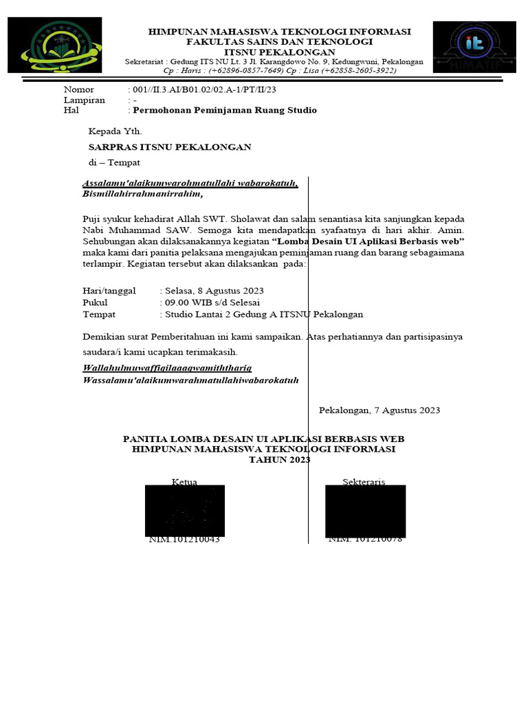 Surat Kegiatan Lomba Ui Desain | PDF