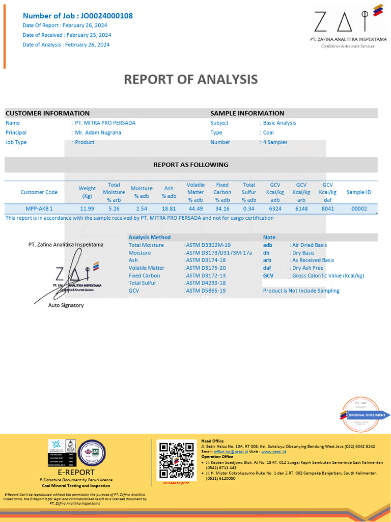 Roa Jo0024000108.00002 Pt. Mitra Pro Persada | PDF