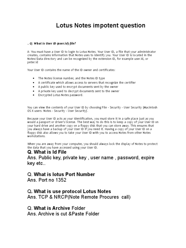 Lotus Notes FAQ | PDF