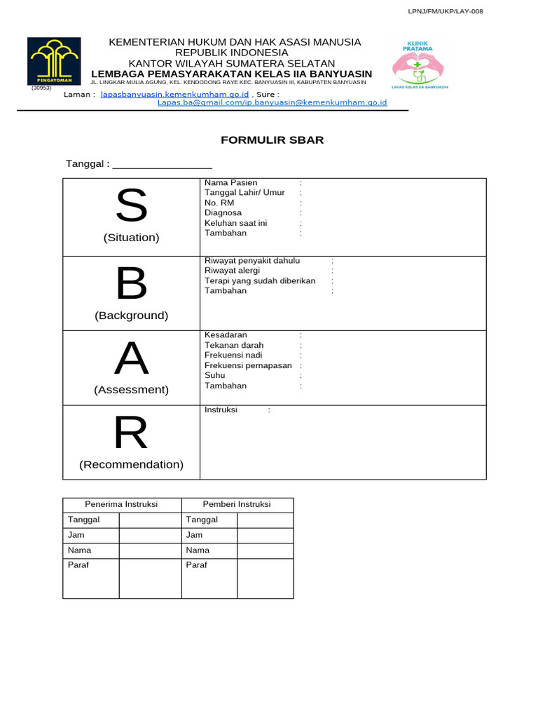 FORMULIR SBAR | PDF FORMULIR SBAR | PDF